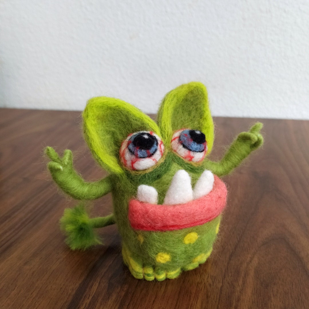 Felted Animals, Needle Felted Monster, Wool Monster, Handmade Monster ...