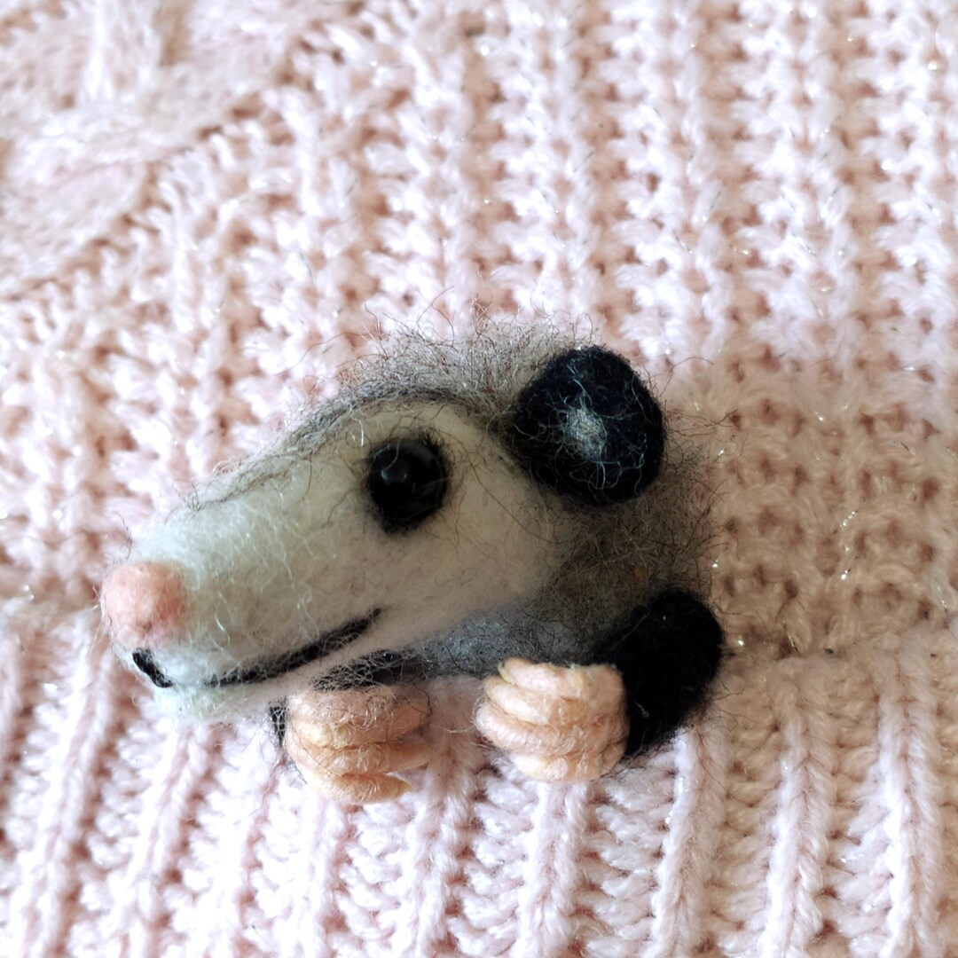 Opossum Brooch, Needle Felted Opossum, Possum Pin, Wool Animal, Opossum ...