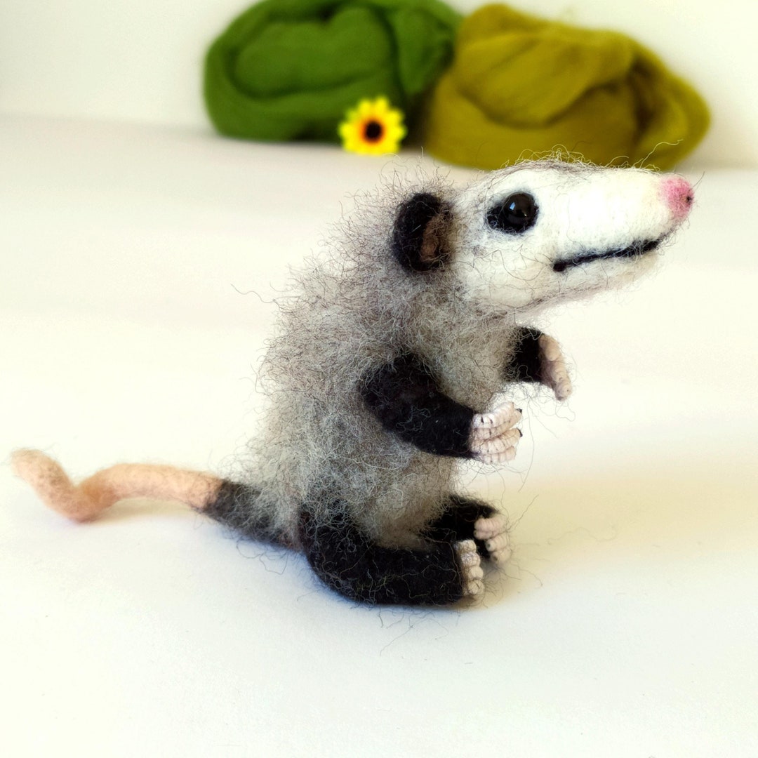 Opossum Figurine, Needle Felted Opossum, Felted Animal, Wool Felted ...