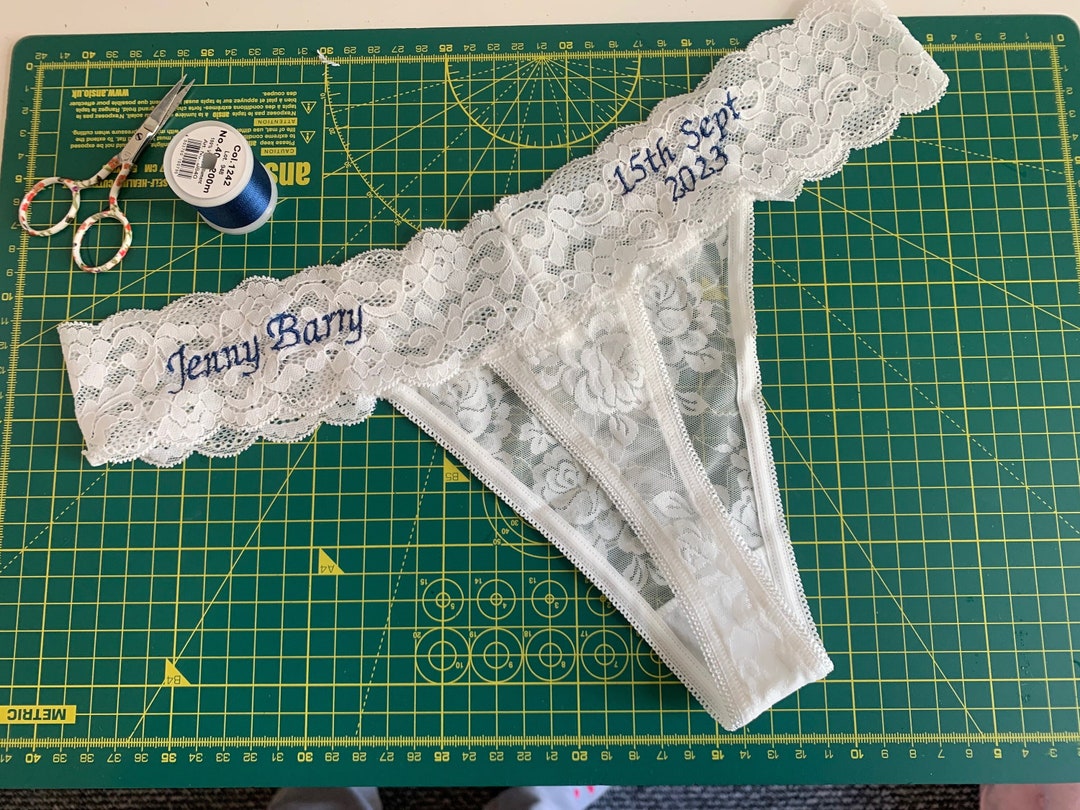 Personalised Gift Bride Thong With Two Sides of Text Bridal Lingerie ...