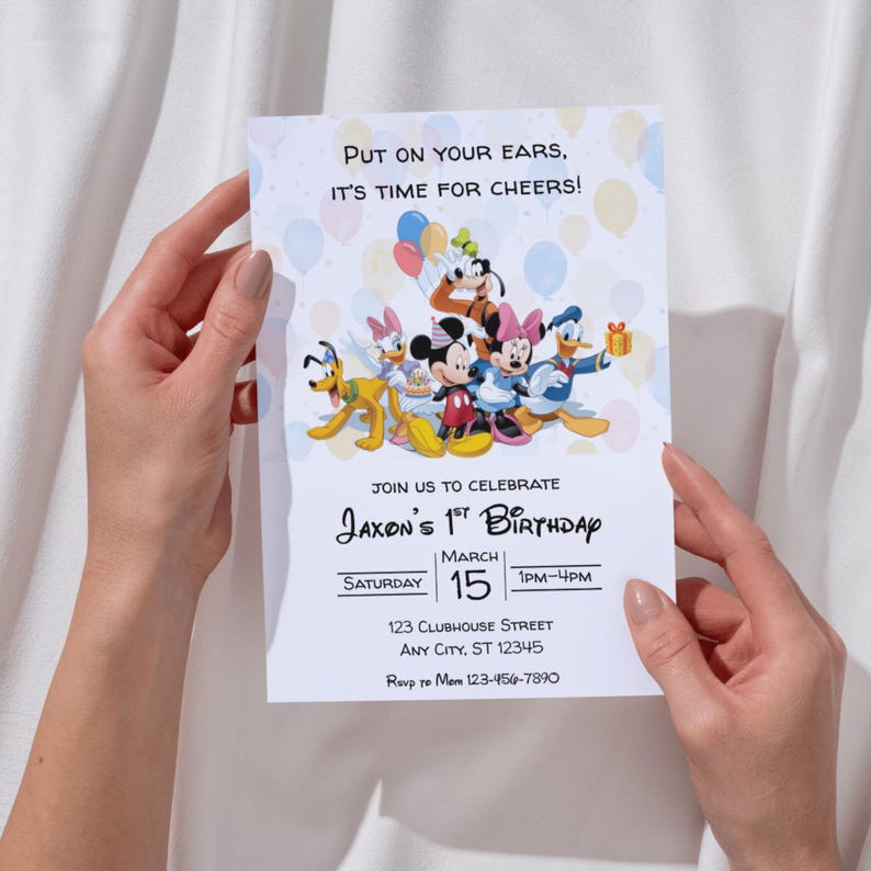 Mickey Minnie Mouse Clubhouse Birthday Invitation | Donald Pluto Daisy ...