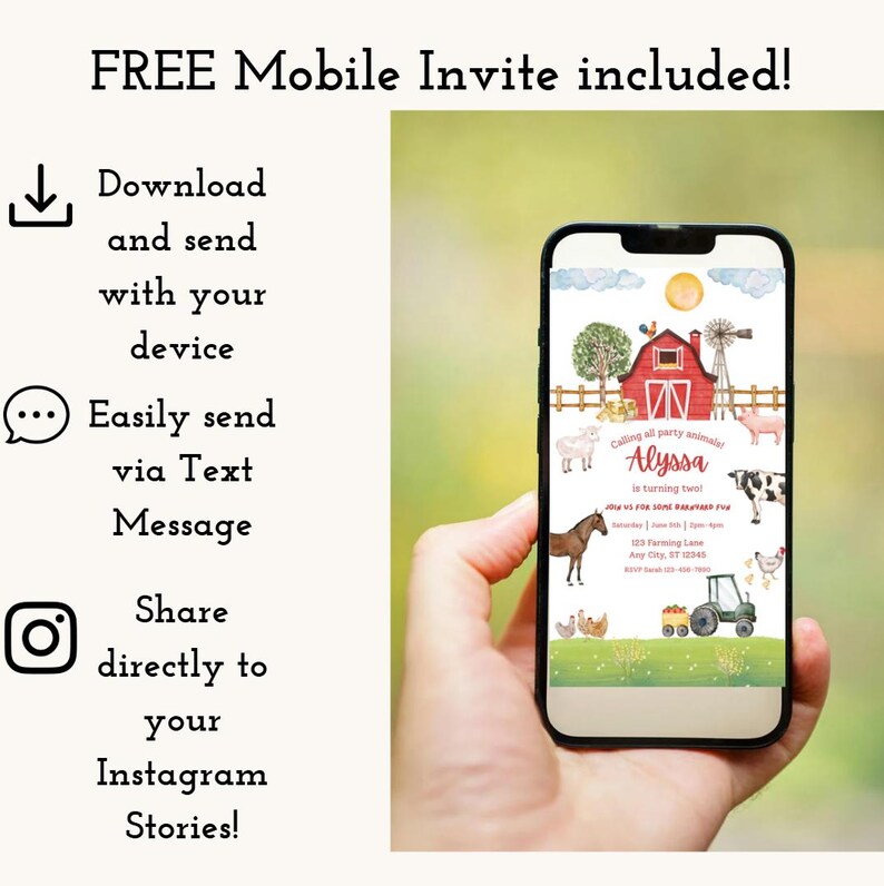 Farm Birthday Invitation | Cute Farm Animals in Party Hats | Barnyard ...