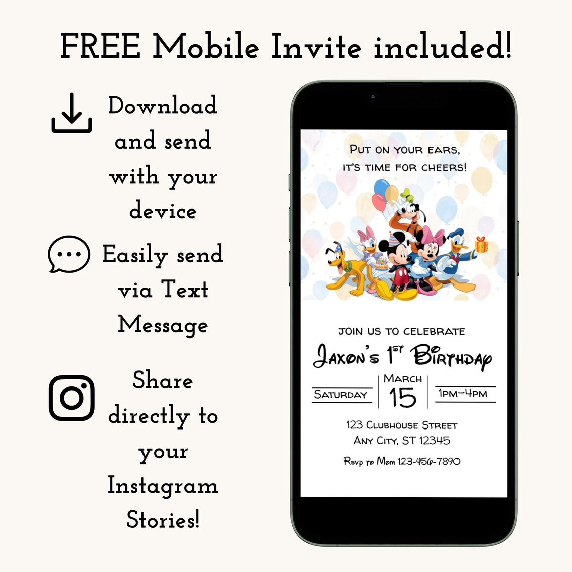 Mickey Minnie Mouse Clubhouse Birthday Invitation | Donald Pluto Daisy ...
