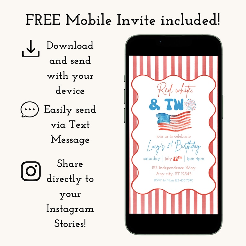 Red White and Two Birthday Invitation | 2nd Birthday | Summer Party ...