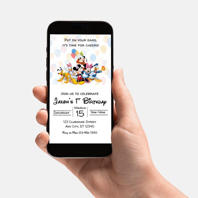 Mickey Minnie Mouse Clubhouse Birthday Invitation | Donald Pluto Daisy ...