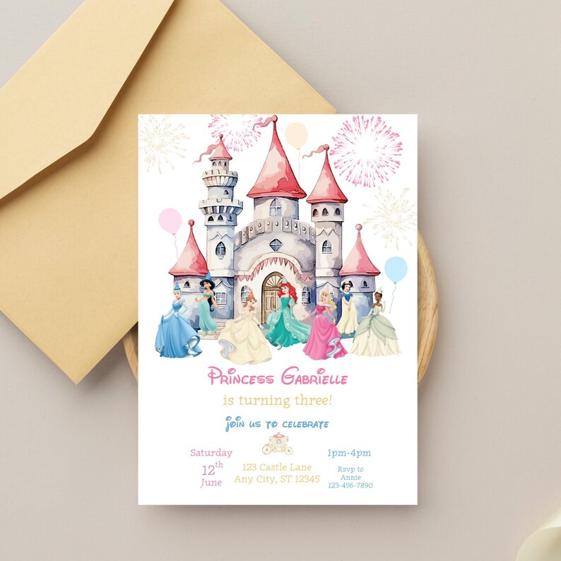 Princess Birthday Invitation | Princess Castle Party | Princess Theme ...