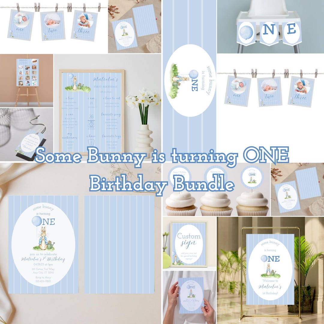Some Bunny is ONE Birthday Bundle | Peter Rabbit Inspired | Vintage ...