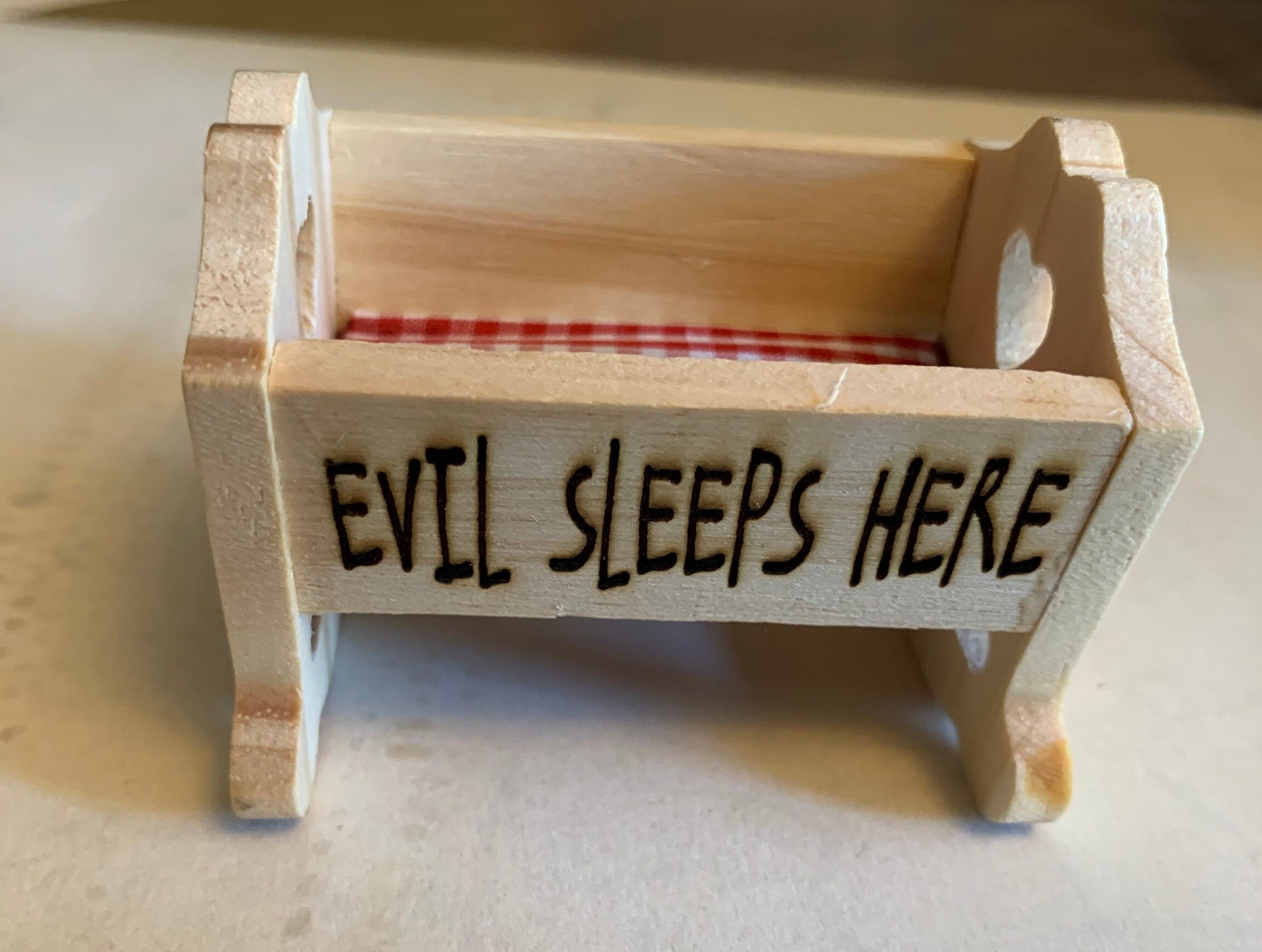 Evil Sleeps Here Creepy Baby Crib Tiny Wooden Rocker - Etsy