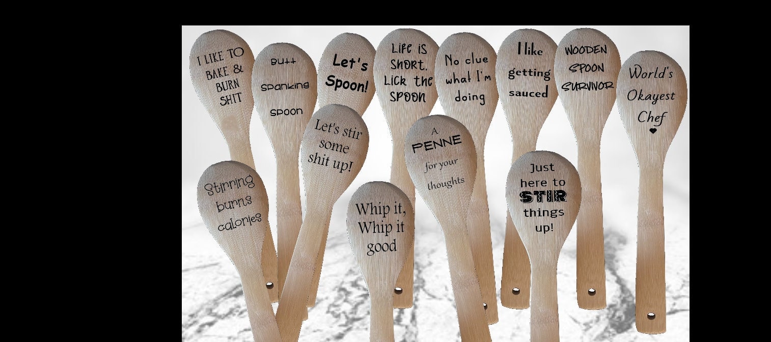 Funny Wooden Spoons - Engraved Bamboo - Etsy