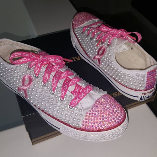 Breast Cancer Awareness Bling Converse - Etsy