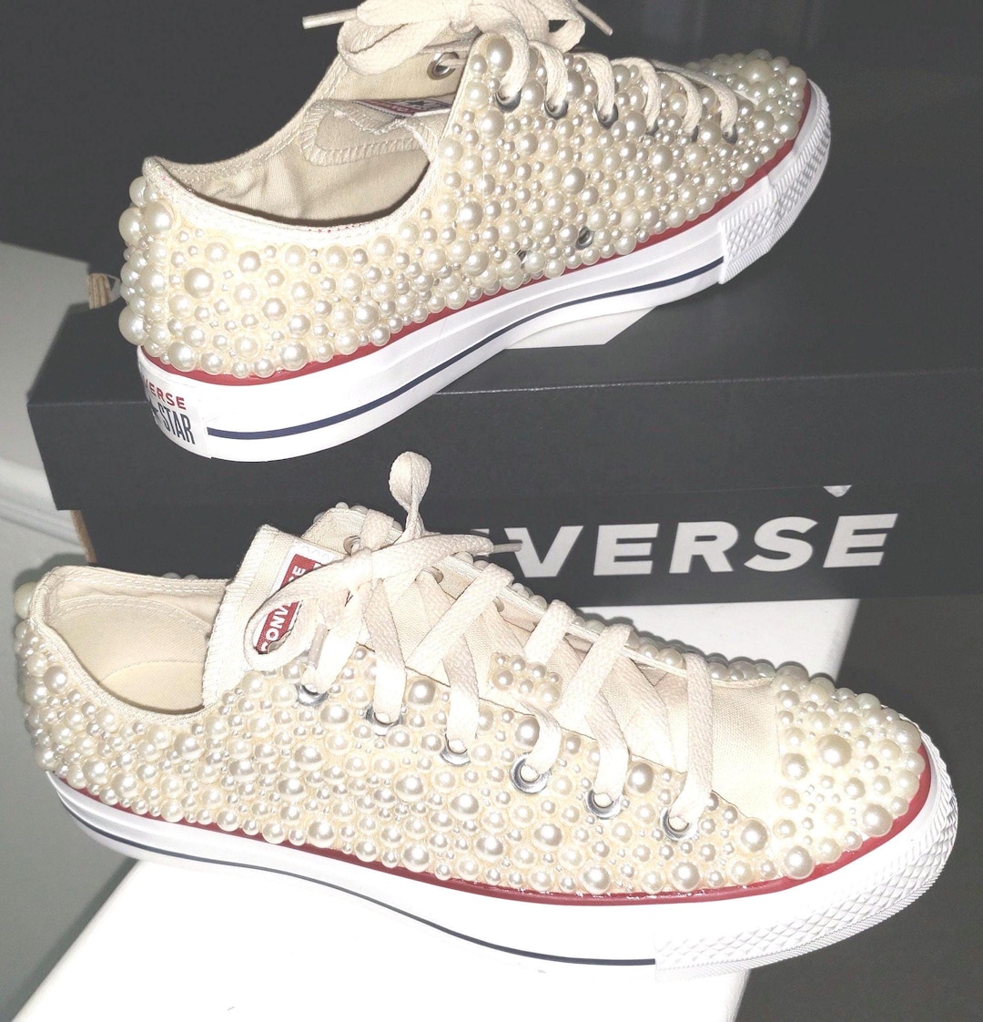 Custom Wedding Ivory Pearl Converse - Etsy