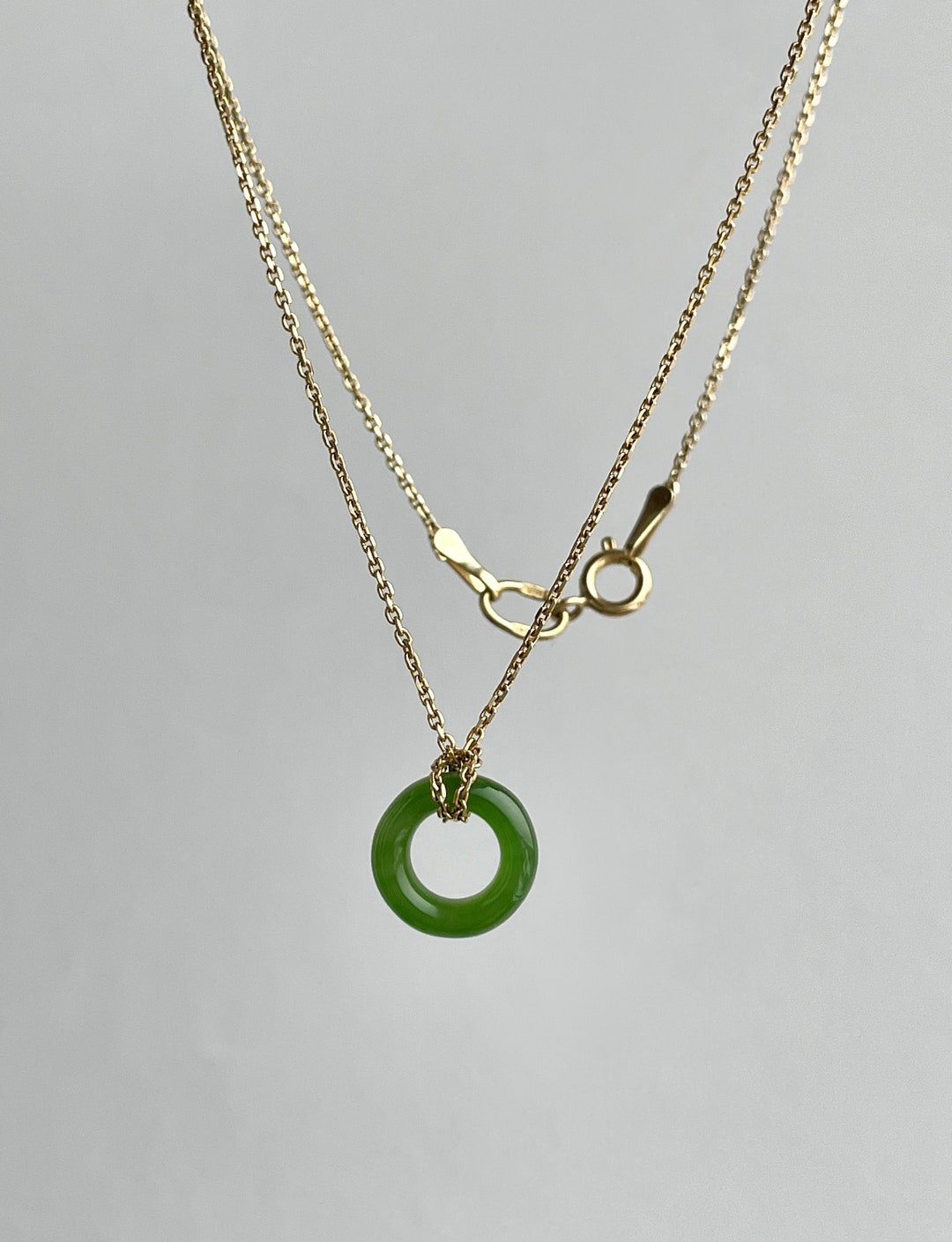 Nephrite Donut Pendant Necklace Jade Pendant Necklace 10 Mm Nephrite ...