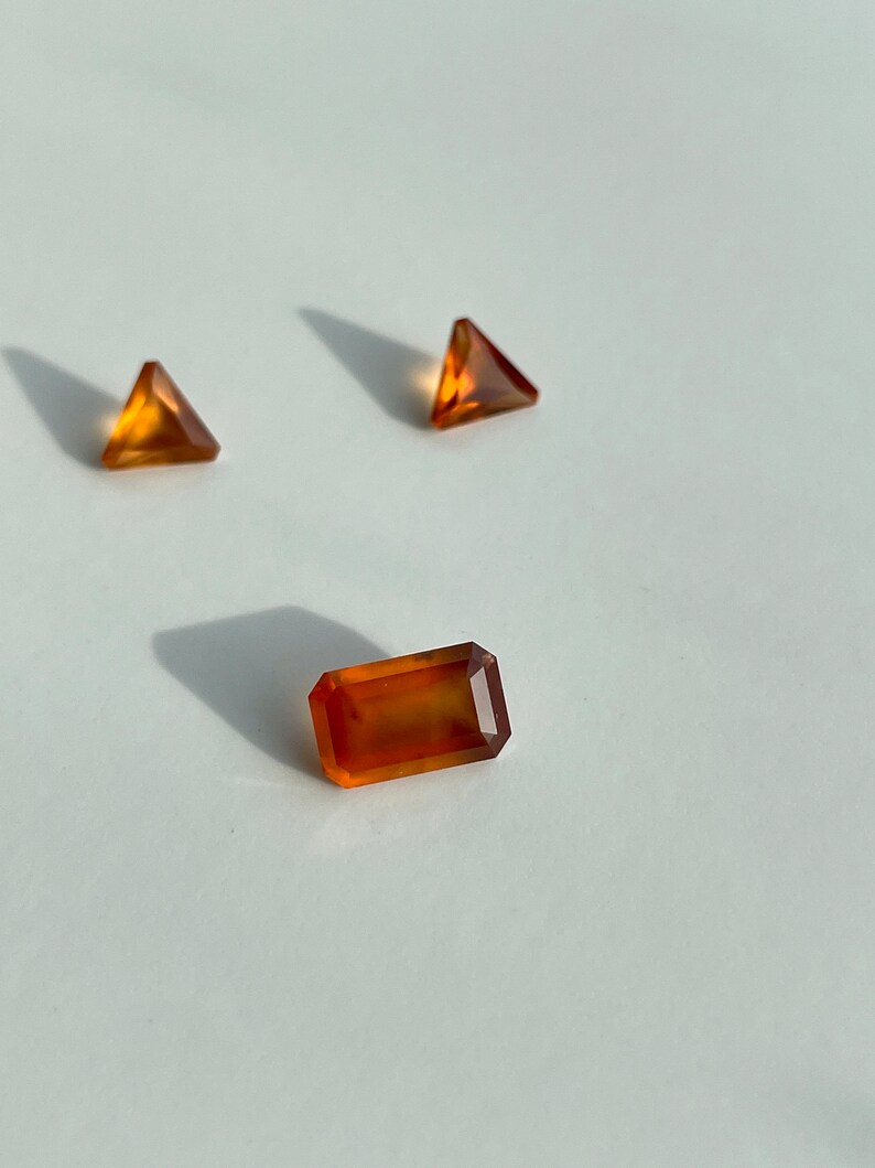 Unique Orange Garnet Set Triangle Garnet 075 Ct Baguette - Etsy