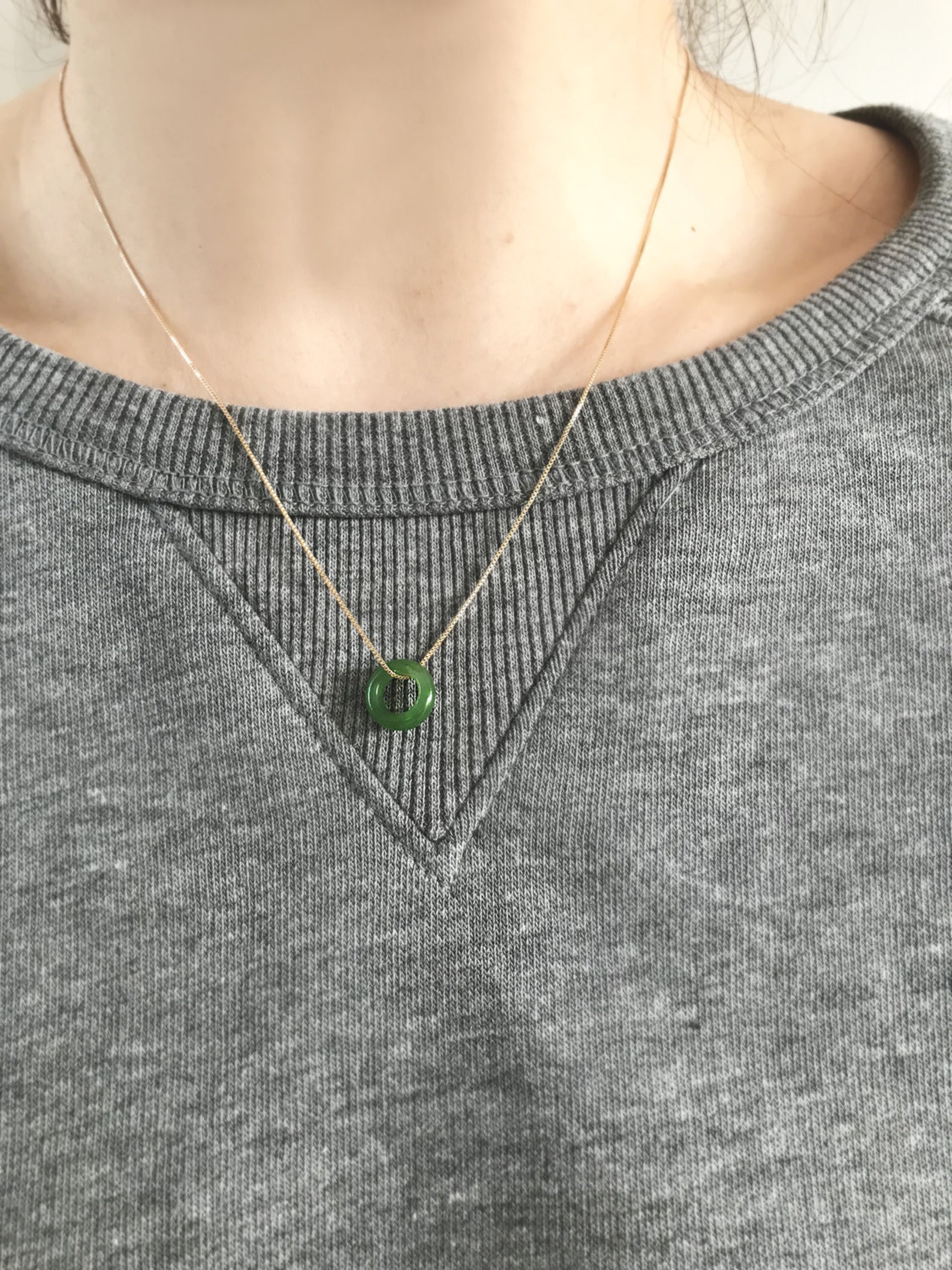Nephrite Donut Pendant Necklace Jade Pendant Necklace 10 Mm Nephrite ...