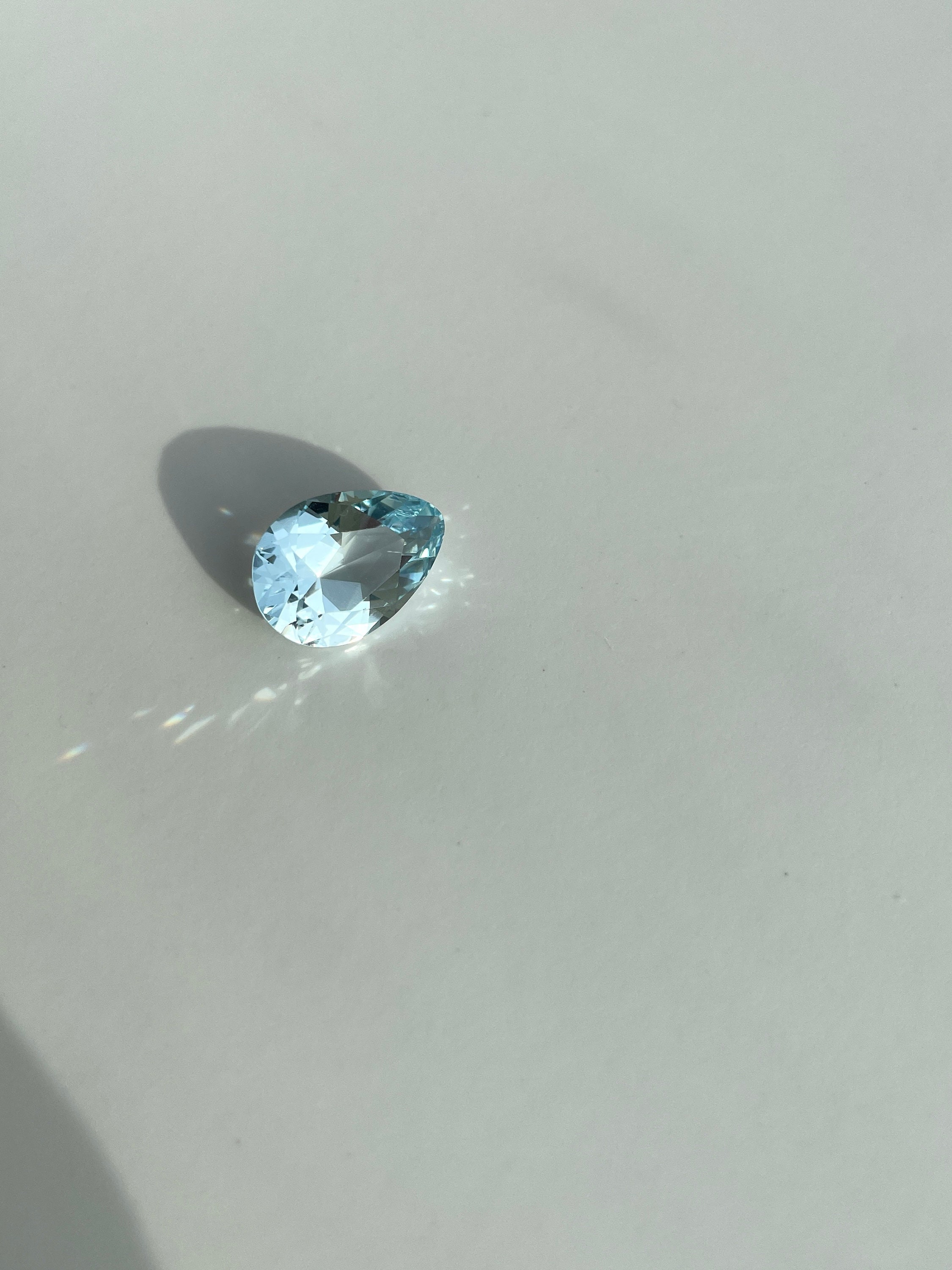 Aquamarine 14x10 Mm 4.85 Ct Classic Pear Shape Diamond Cut Handmade Cut ...