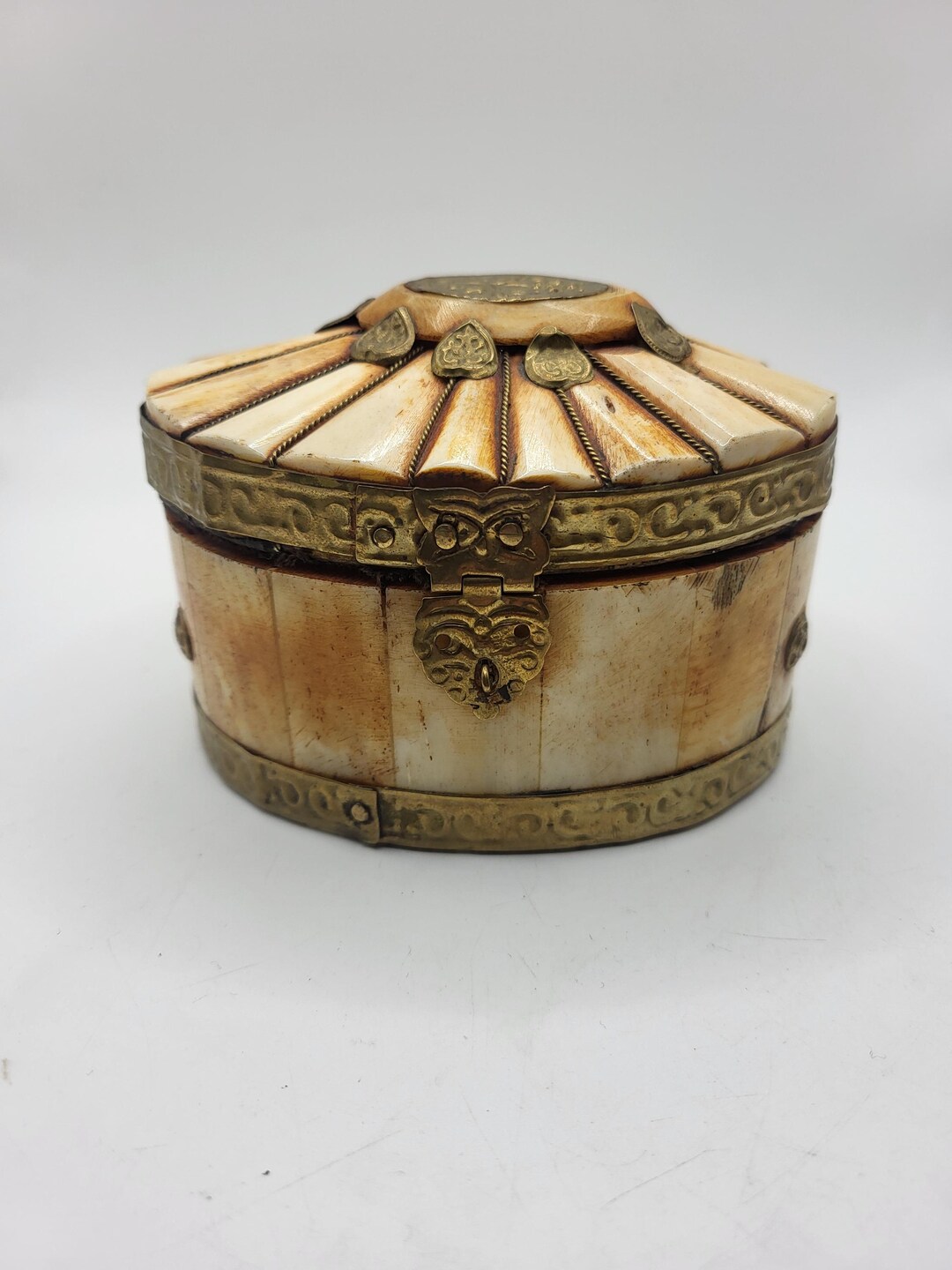 Bone & Brass Inlay Trinket Box - Etsy