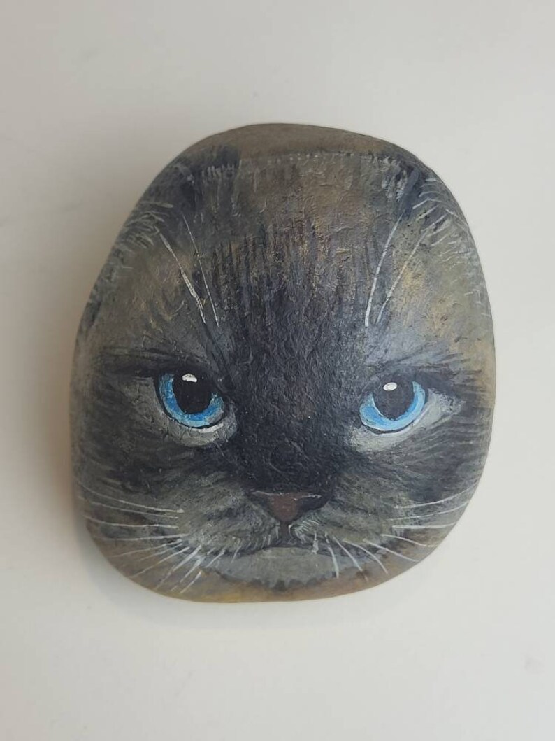Vintage Painted Rock - Signed Cat Art - Etsy
