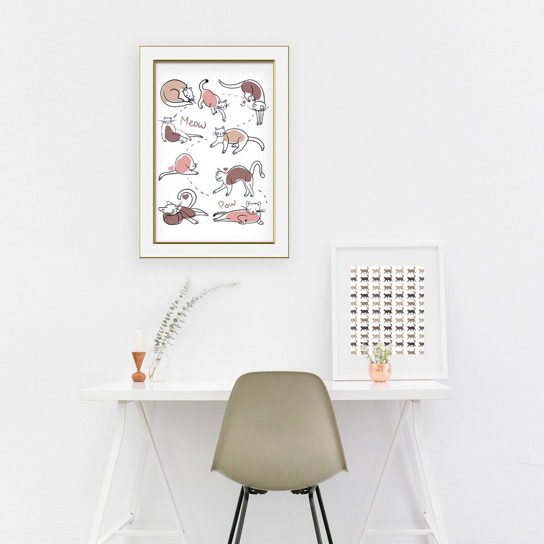 Cat Meow Pow Wall Art Printable, Nursery, Office Wall Art, Boho Wall ...