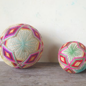 2 Pieces ,vintage 50s 60s Temari Ball Lucky , Ball Japanese Craft ...