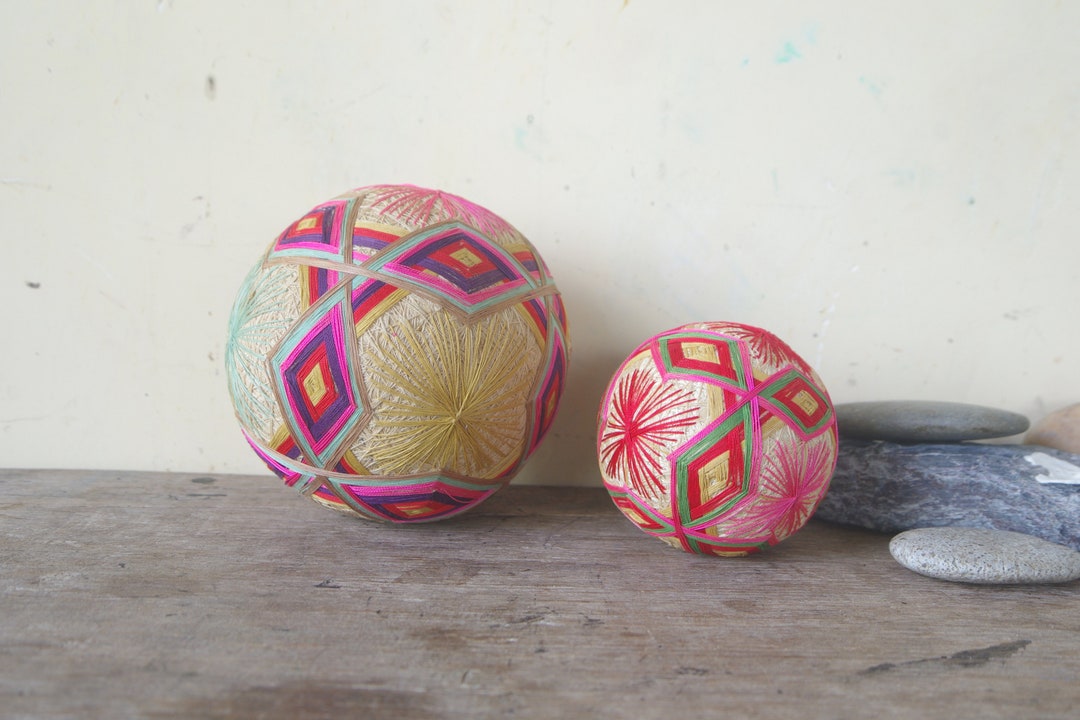 2 Pieces ,vintage 50s 60s Temari Ball Lucky , Ball Japanese Craft ...