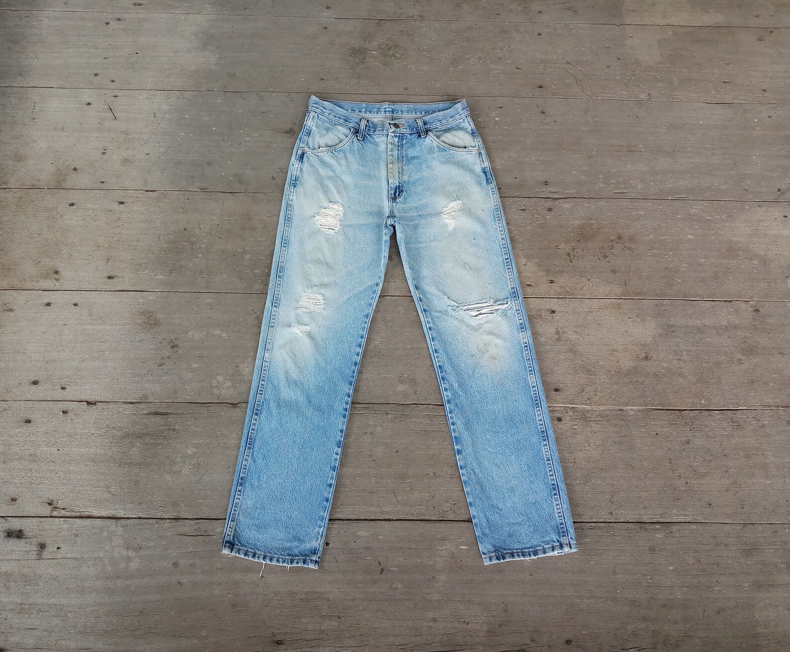 Distressed ,vintage Rustler W32 L32,blue Jeans,ripped ,workwear,cool ...