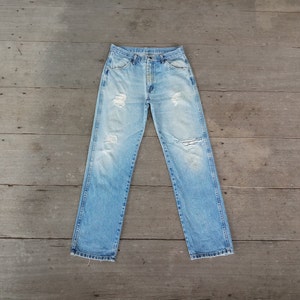 Distressed ,vintage Rustler W32 L32,blue Jeans,ripped ,workwear,cool ...