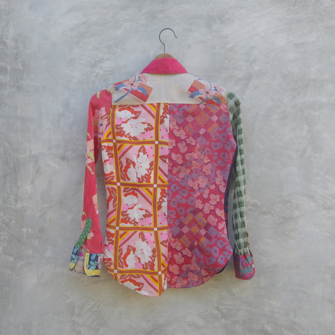 Vintage revival Shirt Blouse Pure silk 100% ItalyHippieShirt | Etsy