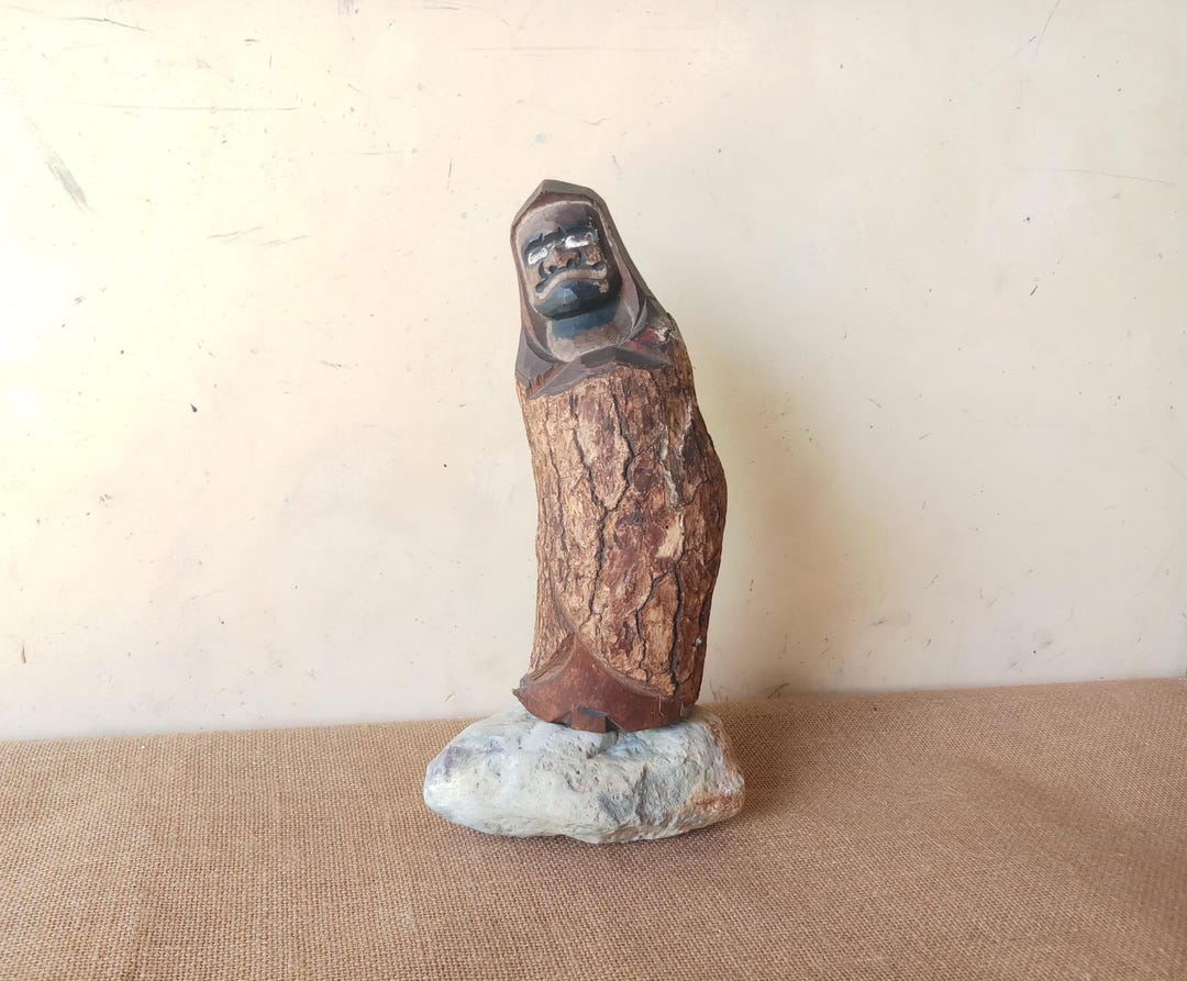 Ancient Japanese Daruma : Carved Wood Zen Talisman ,high 9.8 Inch - Etsy