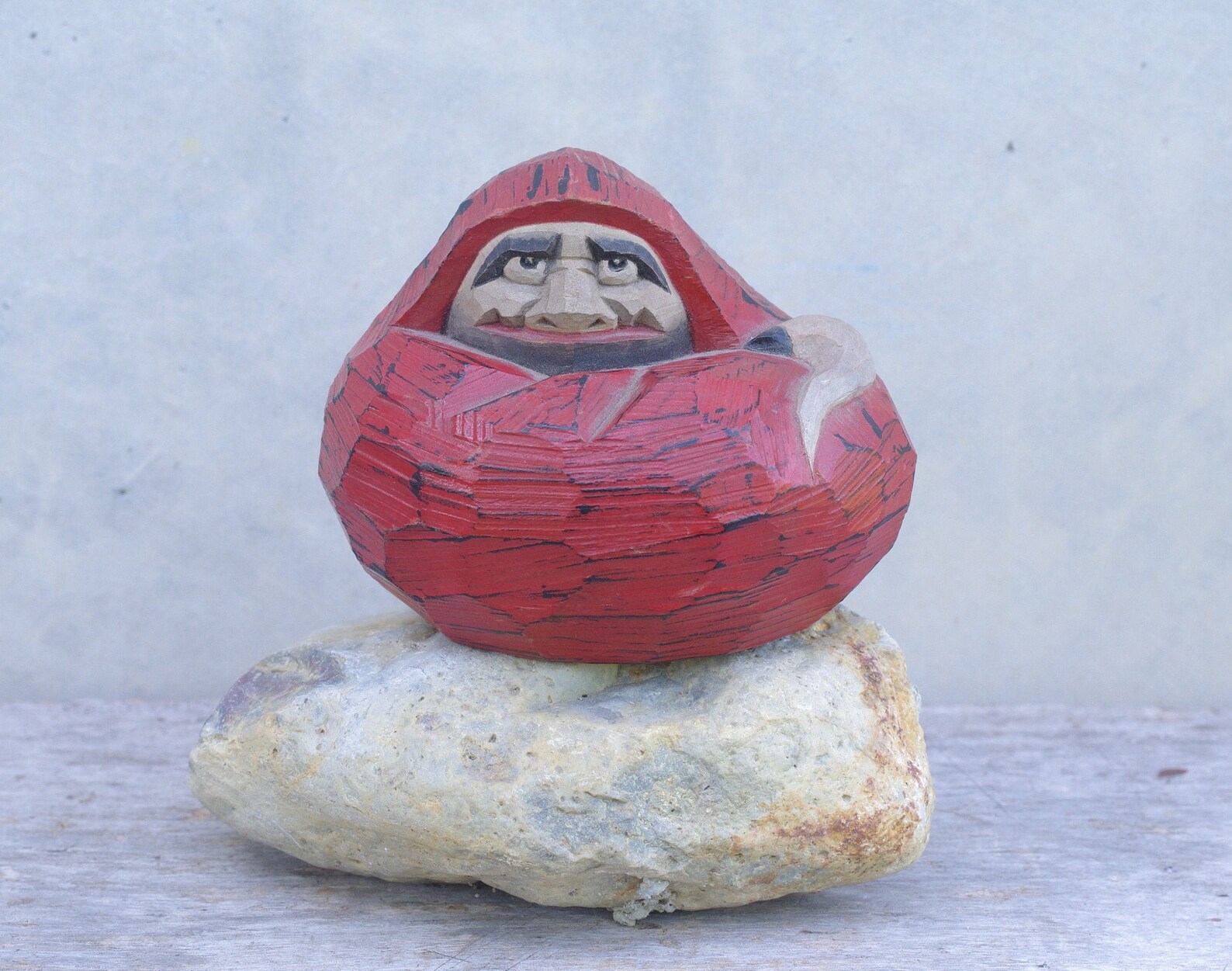 Red Japanese Lucky Daruma Dharma Doll Carving and Paint Wood - Etsy