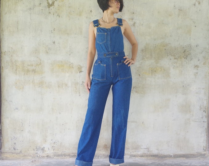 Rare ,beautiful ,vintage 60s70s Zipper Front SOB Shades of Blue Overalls W24 W25 W26 ,scovil ...