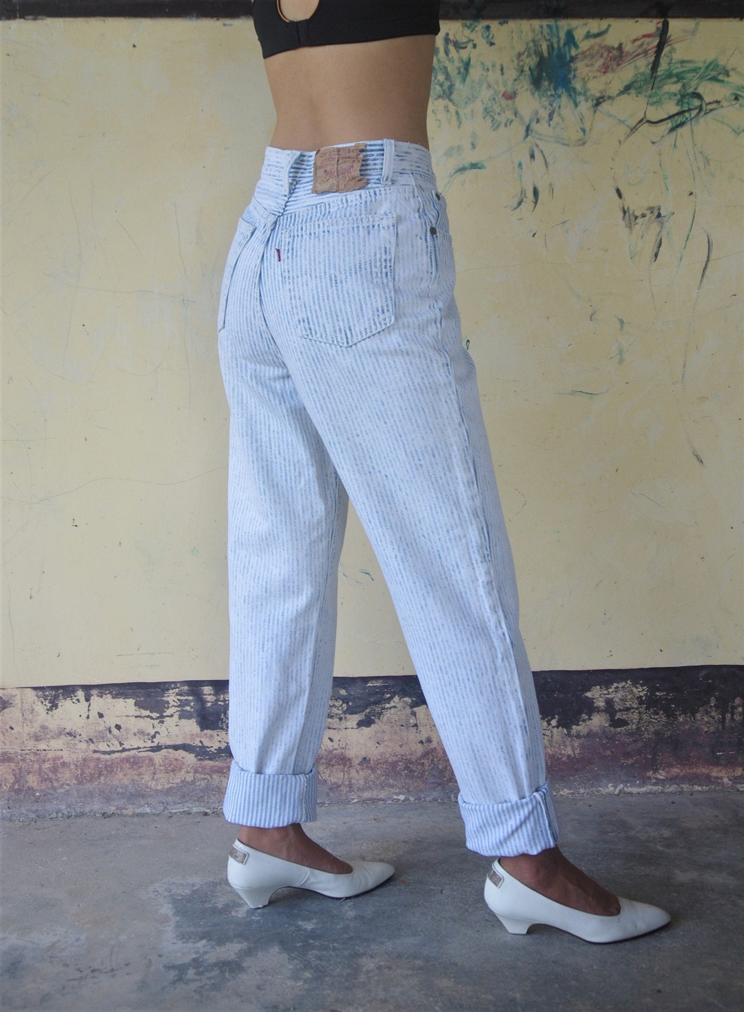 Vintage Levis 501 Jeans: Hickory Stripe, High Waist, W25 Made in USA - Etsy