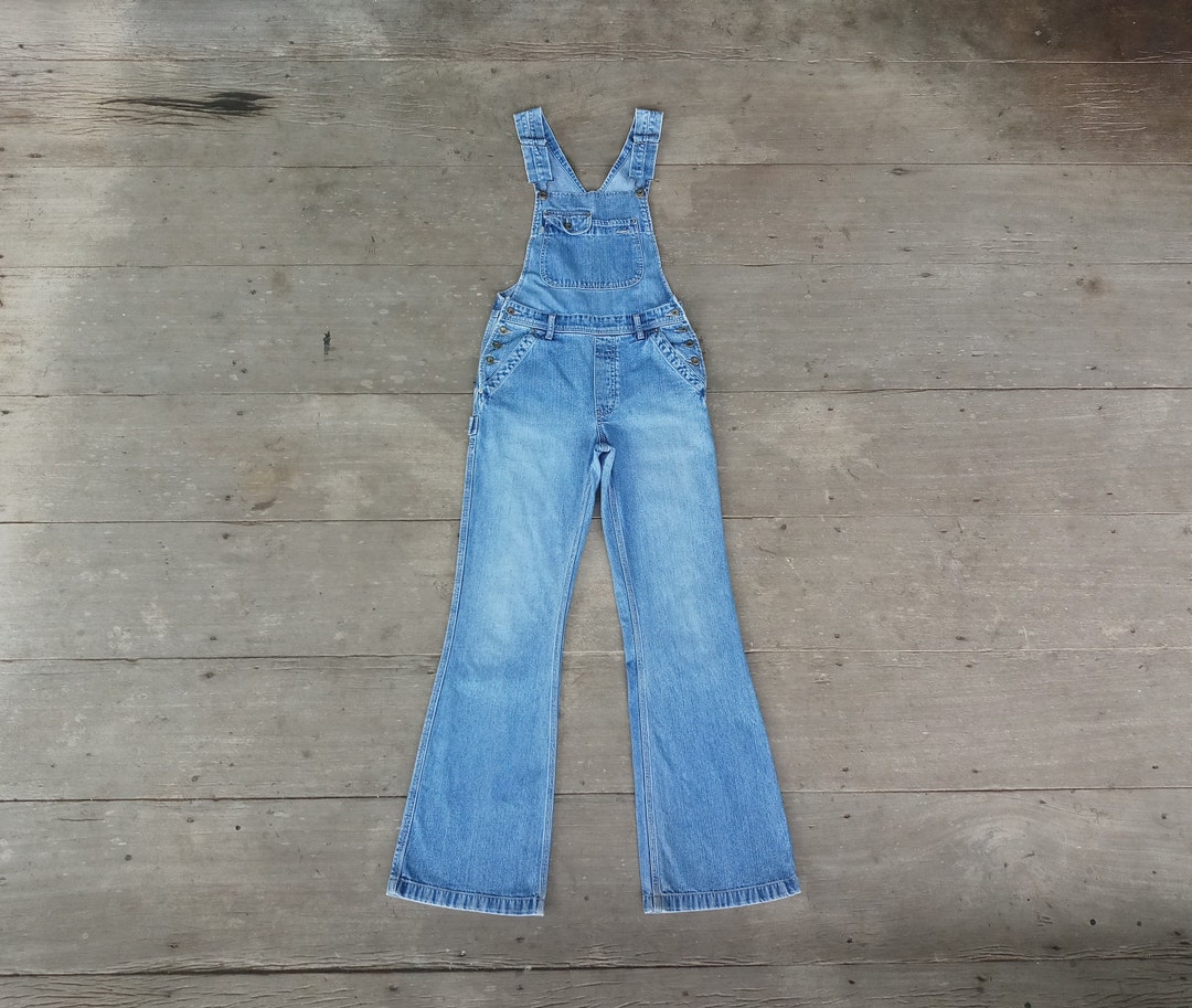 Vintage Silver Bell Bottom Overalls Size S W28- W30 L33 - Etsy