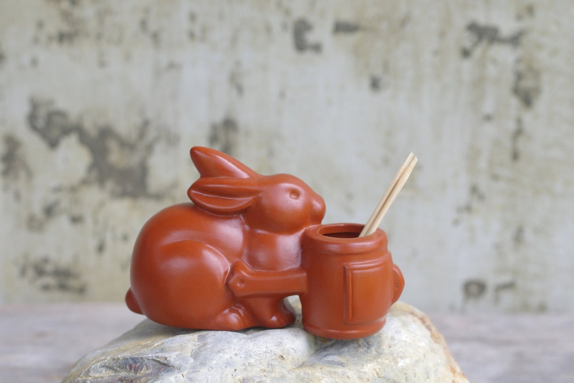 Rabbit Figurine Pottery Rabbit Statue Japanese Rabbit Ceramic Love ...