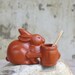 Rabbit Figurine Pottery Rabbit Statue Japanese Rabbit Ceramic Love ...