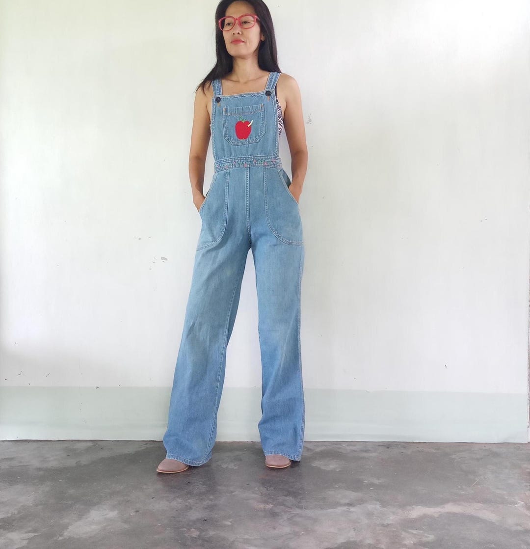 Beautiful ,vintage 60s -70s Bell Bottom Overalls Size S W27 W28 L32 ...