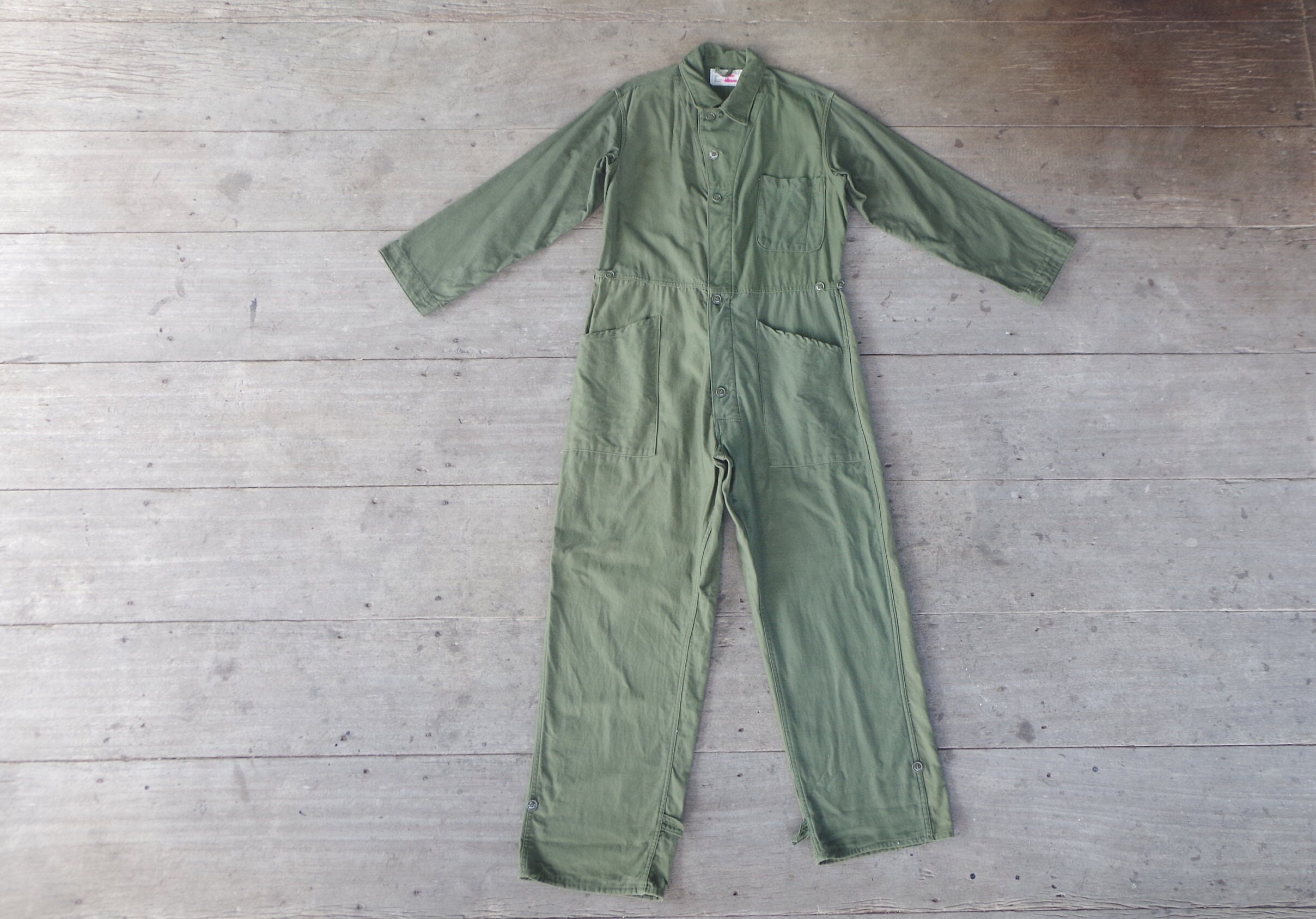 Vintage Overalls Green Army Coveralls Size M ,workwear,boiler Suit ...