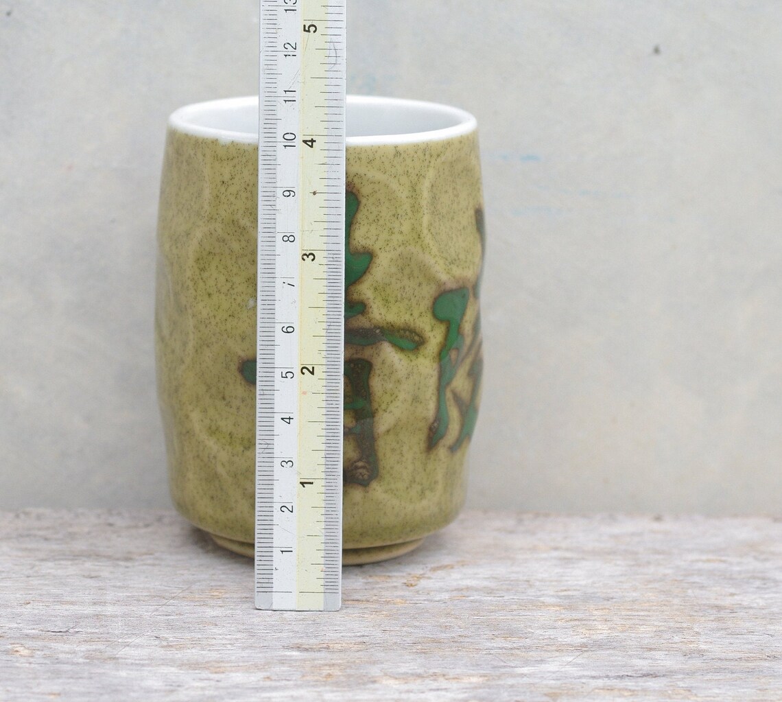 Vintage matcha cup tea green and characteralphabetcup | Etsy