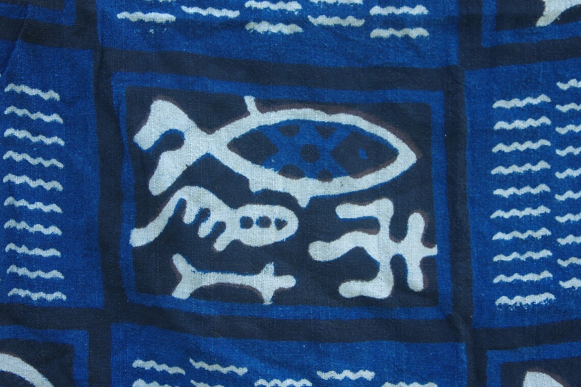 Blouses Blue Art Fish Made in INDIA Size Lshirts Cotton | Etsy