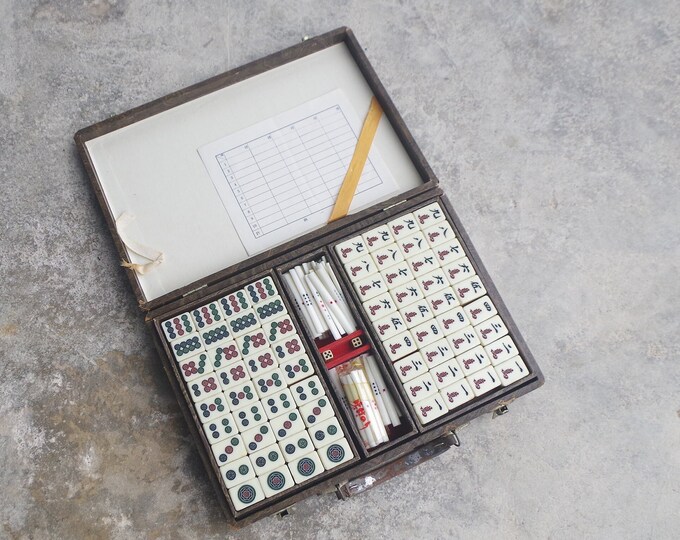 Antique Chinese Japanese Mahjong Set ,mahjong Game Set ,144 Mahjong ...