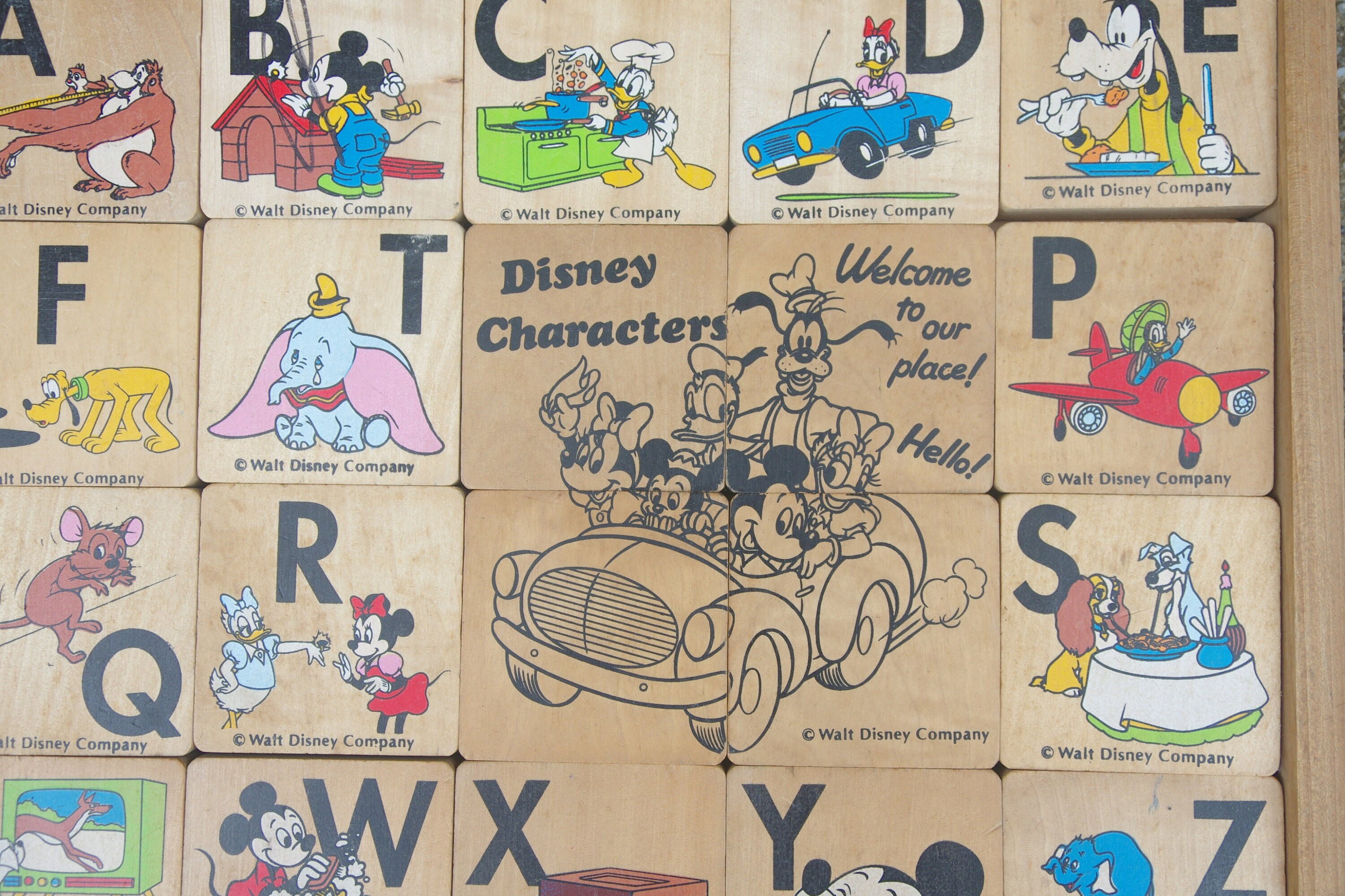 Vintage Walt Disney Wood Alphabet Blocks A-Z 1-10 40 | Etsy