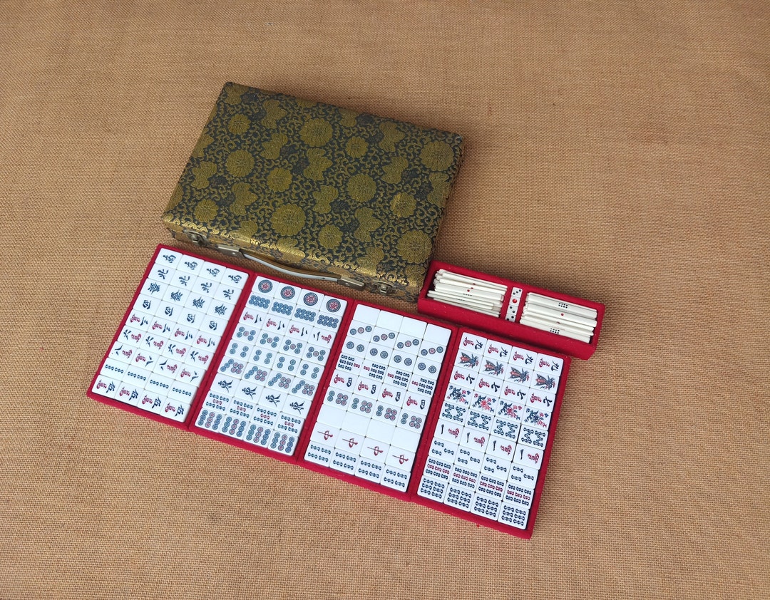 Deluxe ,vintage Chinese Japanese Mahjong Set ,mahjong Game Set ,144 ...