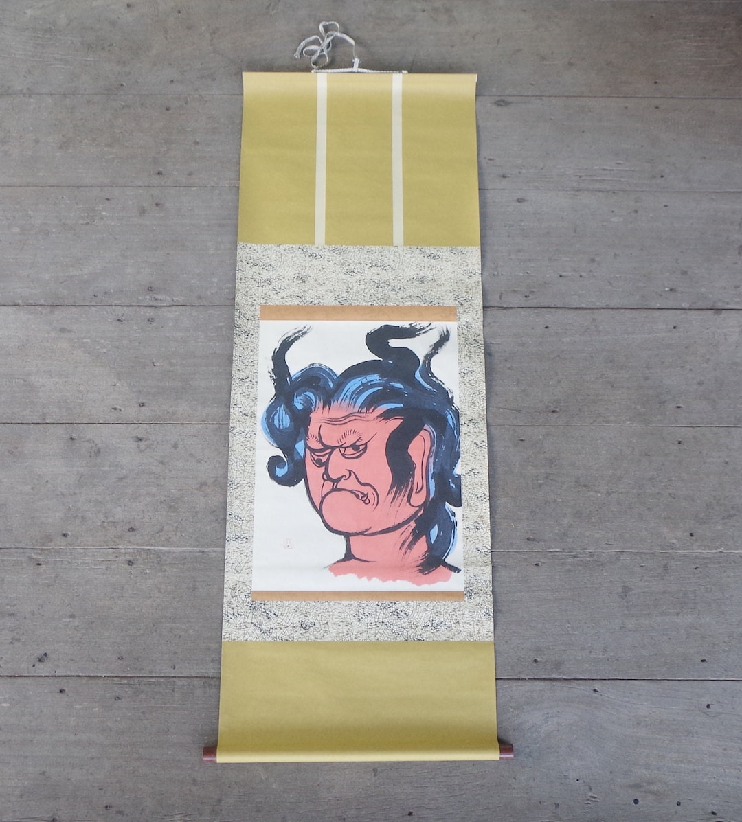 Beautiful,vintage Oni Devil Japanese Folklore Hanging Scroll,silk ...