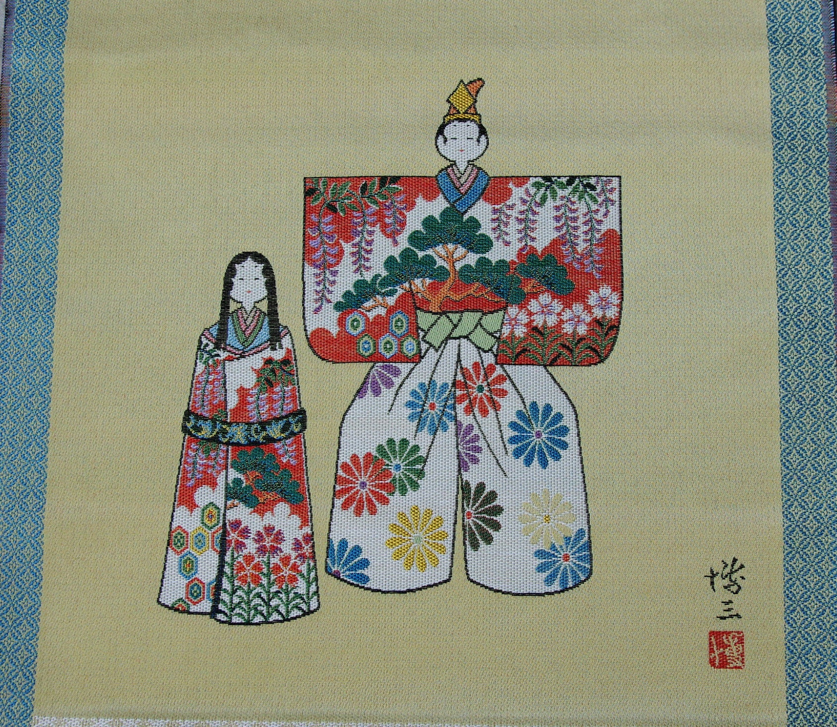 Vintage Japanese Scroll Woven Male Female Hanging Scroll Japan - Etsy
