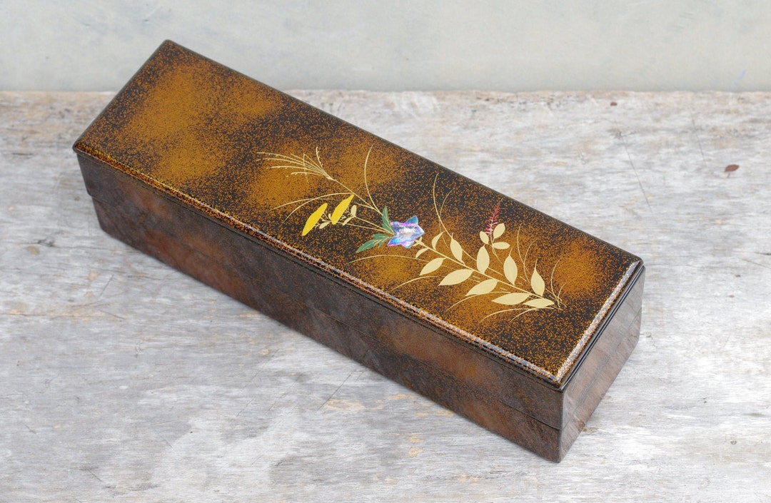 Vintage Rectangular Box With Lid,black and Gold,hand Carved Box,kitchen ...