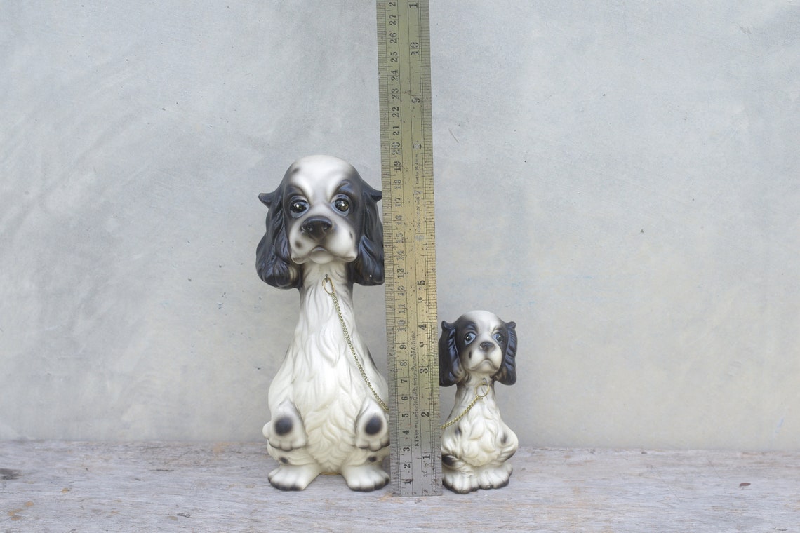 Dog Porcelain Figurine Puppy Ceramic White Blackdog | Etsy