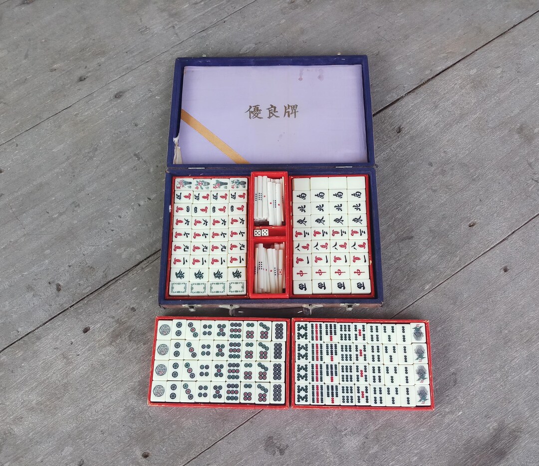 Beautiful ,vintage Chinese Japanese Mahjong Set ,mahjong Game Set ,144 ...