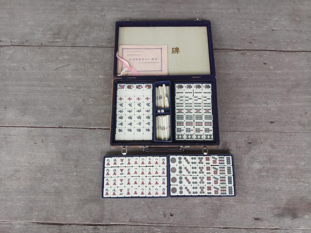 Beautiful ,vintage Chinese Japanese Mahjong Set ,mahjong Game Set ,144 ...