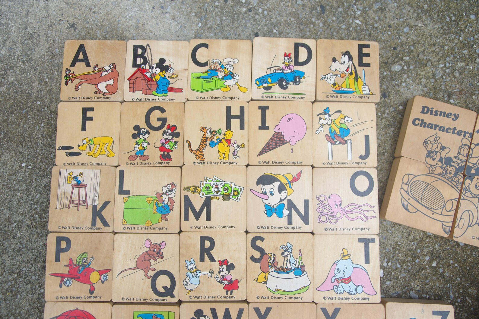 Vintage Walt Disney Wood Alphabet Blocks A-Z 1-10 40 | Etsy