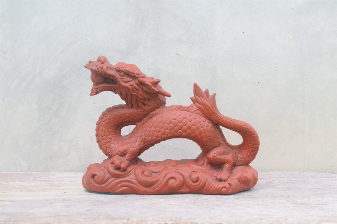 Vintage Japanese Ceramic Dragon Statue: Asian Art Deco Decor (10.4 Inch ...