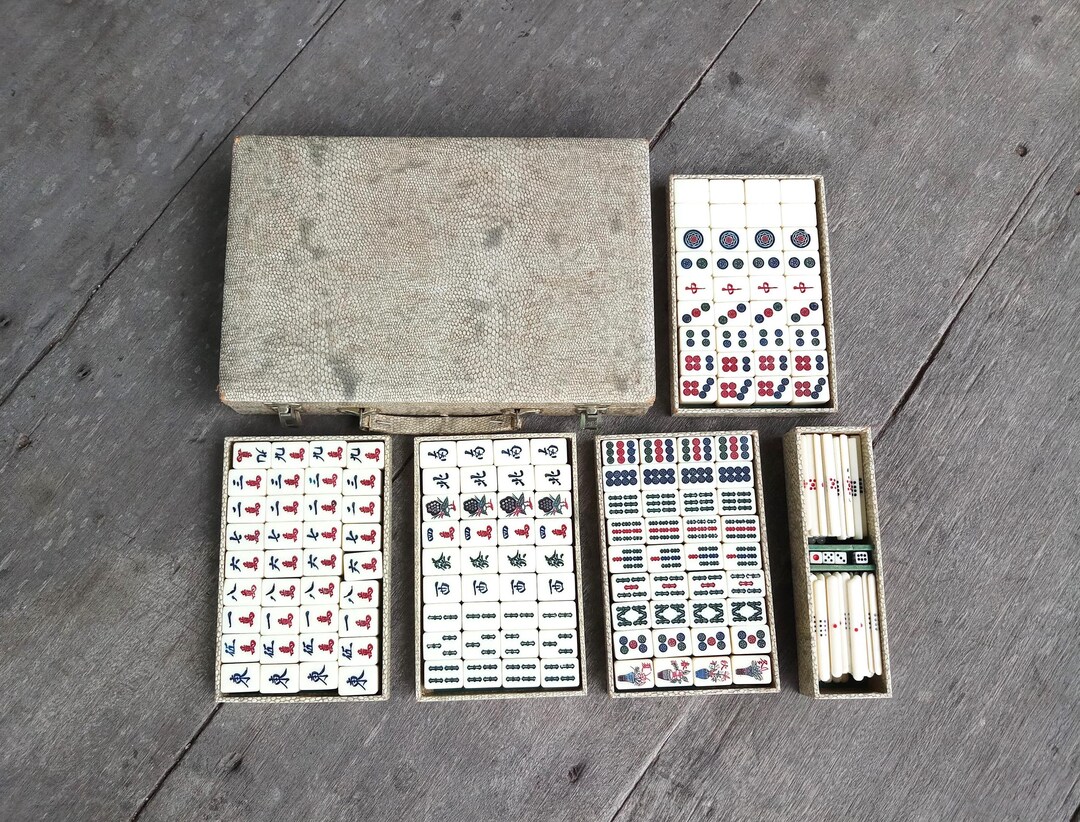 Beautiful ,vintage Chinese Japanese Mahjong Set ,mahjong Game Set ,144 ...